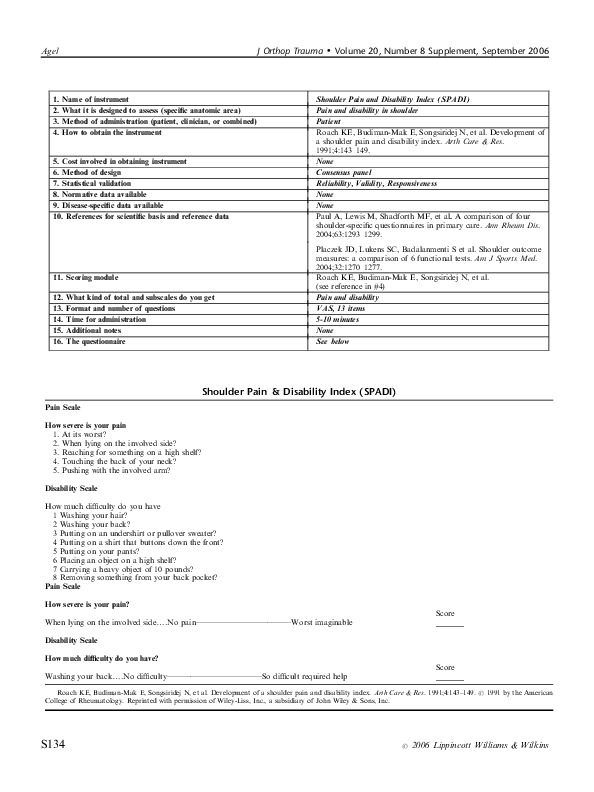 (PDF) Shoulder Pain and Disability Index (SPADI)