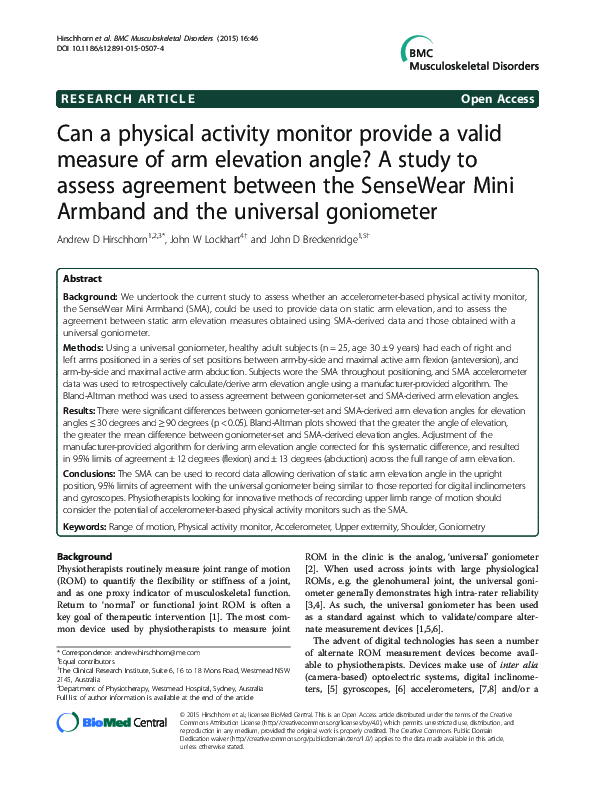 (PDF) Can a physical activity monitor provide a valid measure of arm ...