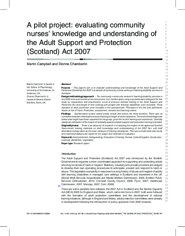 (PDF) A pilot project: evaluating community nurses' knowledge and ...
