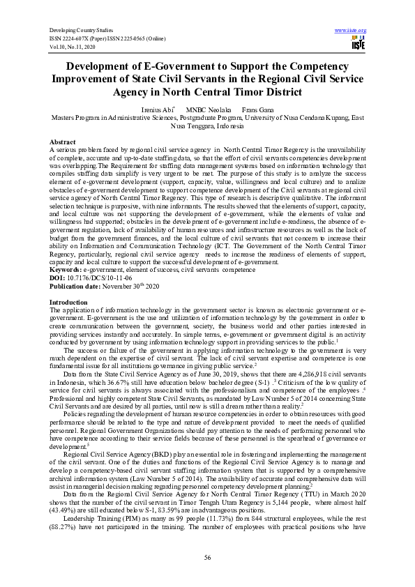 (PDF) Development of E-Government to Support the Competency Improvement ...