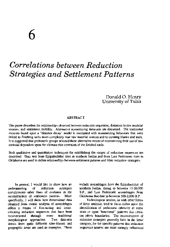 (PDF) Correlations between Reduction Strategies and Settlement Patterns