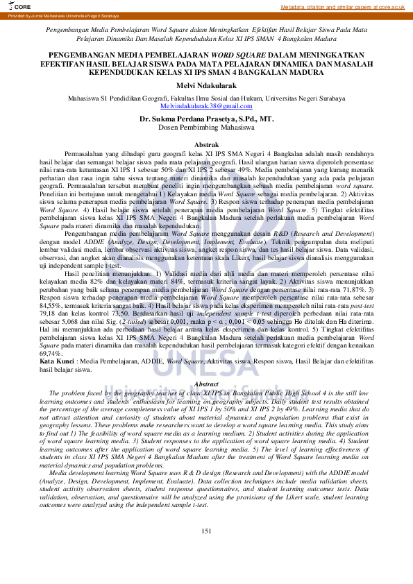 (PDF) Pengembangan Media Pembelajaran Word Square Dalam Meningkatkan Efektifan Hasil Belajar ...