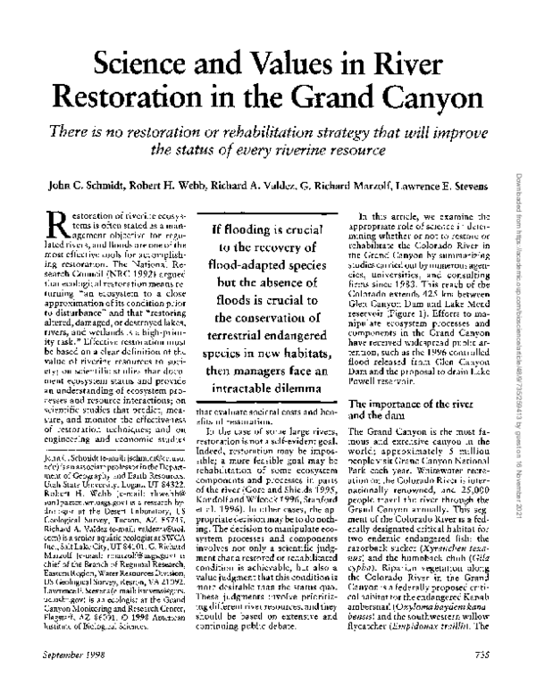 (PDF) Science and Values in River Restoration in the Grand Canyon