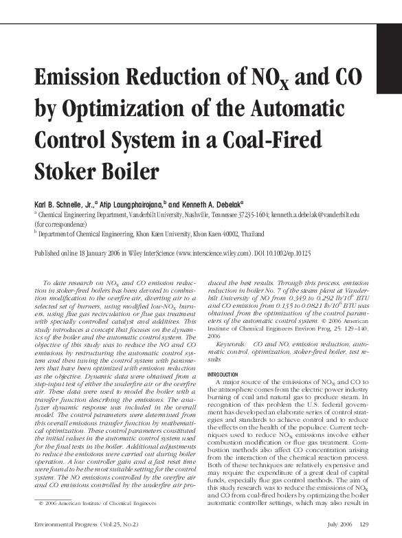 (PDF) Emission reduction of NOx and CO by optimization of the automatic ...