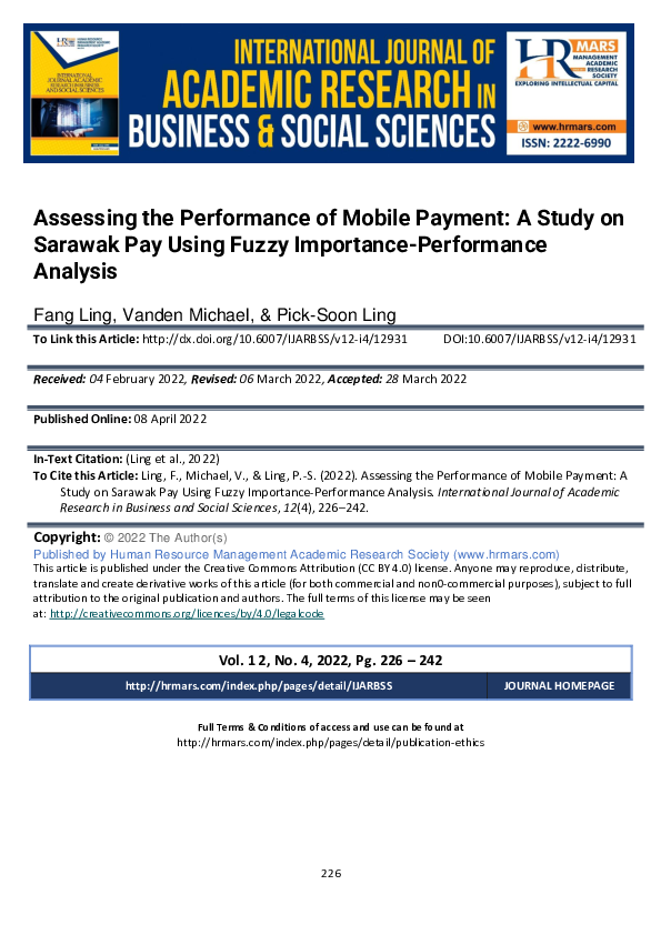 (PDF) Assessing the Performance of Mobile Payment: A Study on Sarawak ...
