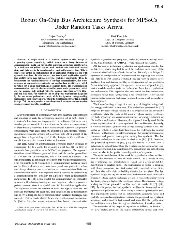 (PDF) Robust on-chip bus architecture synthesis for MPSoCs under random tasks arrival | sujan ...