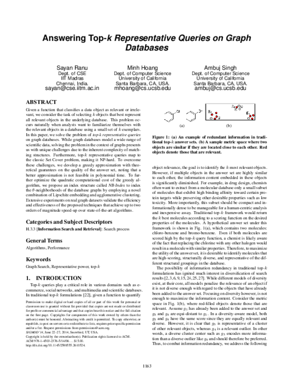 (PDF) Answering top-k representative queries on graph databases