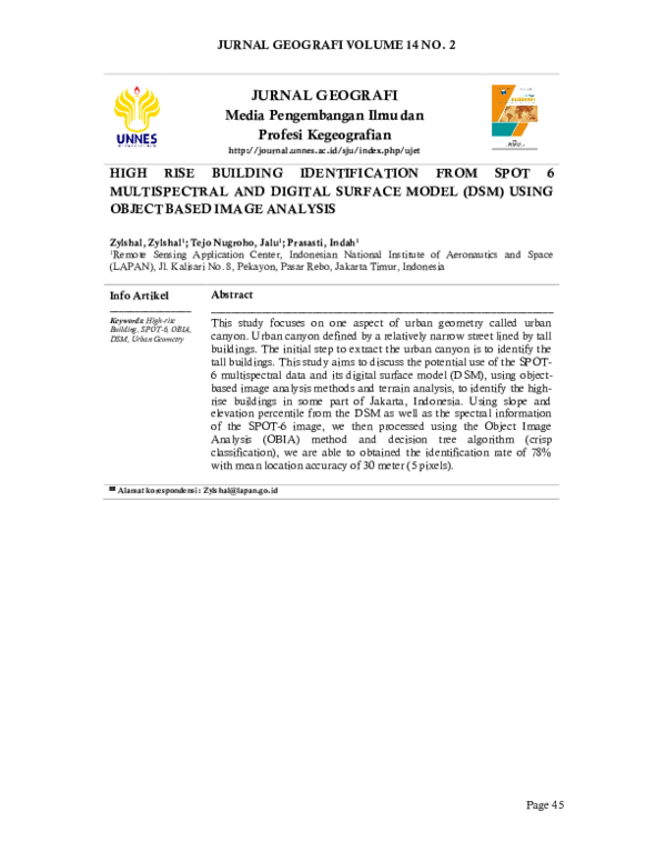 (PDF) High Rise Building Identification from Spot 6 Multispectral and Digital Surface Model (DSM ...