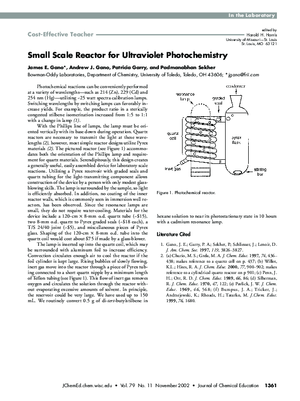 (PDF) Small Scale Reactor for Ultraviolet Photochemistry