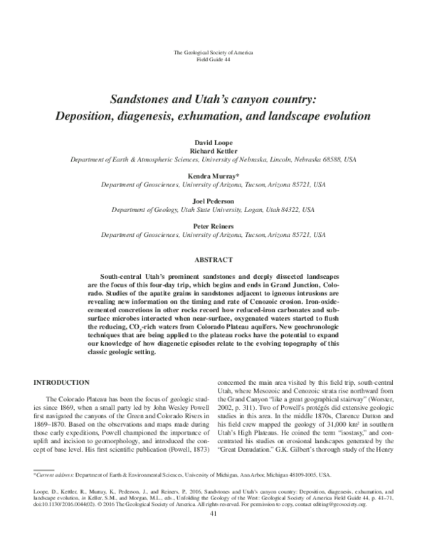 (PDF) Sandstones and Utah's canyon country: Deposition, diagenesis ...