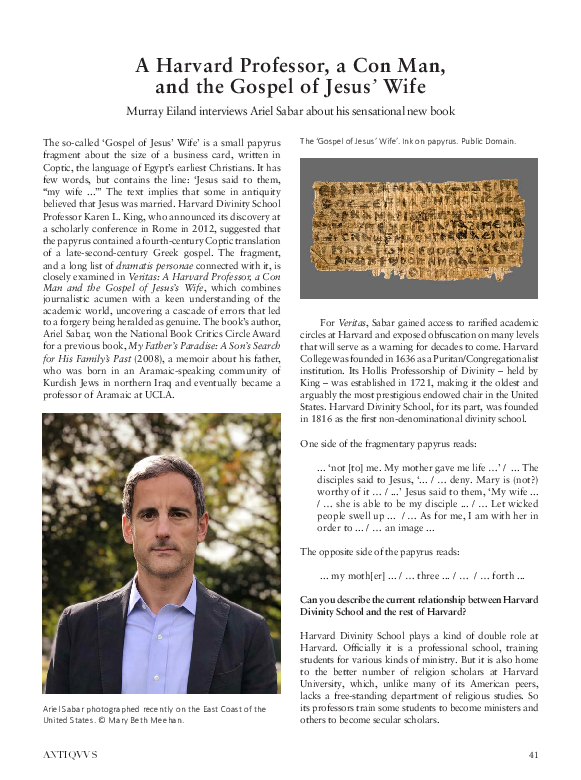 (PDF) Murray Eiland interviews Ariel Sabar about his book 'A Harvard ...