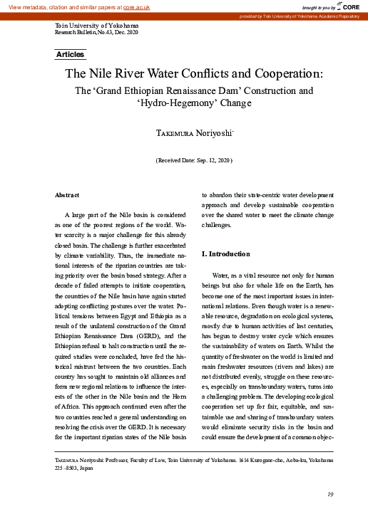 (PDF) The Nile River Water Conflicts and Cooperation : The 'Grand ...