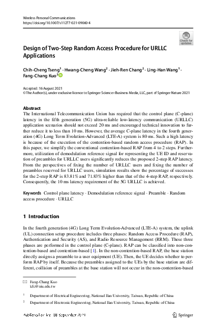 Pdf Design Of Two Step Random Access Procedure For Urllc Applications