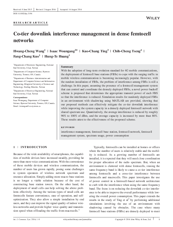 Pdf Co Tier Downlink Interference Management In Dense Femtocell Networks