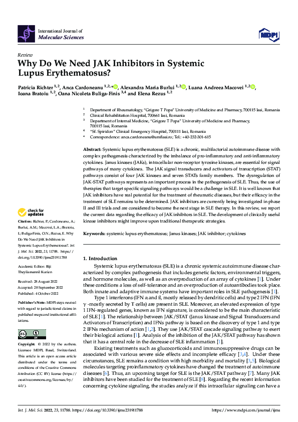 (PDF) JAK Inhibitors: A Potential Therapy for Systemic Lupus Erythematosus