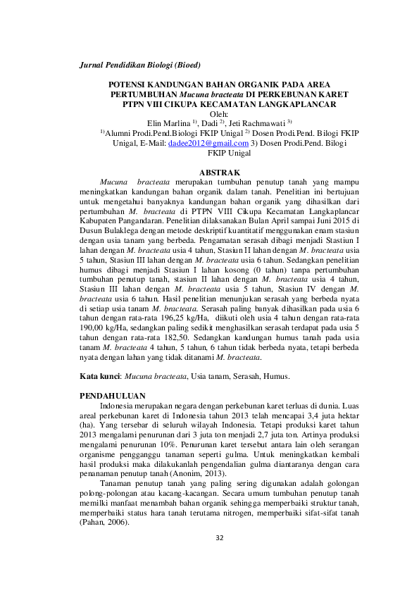 (PDF) POTENSI KANDUNGAN BAHAN ORGANIK PADA AREA PERTUMBUHAN Mucuna ...