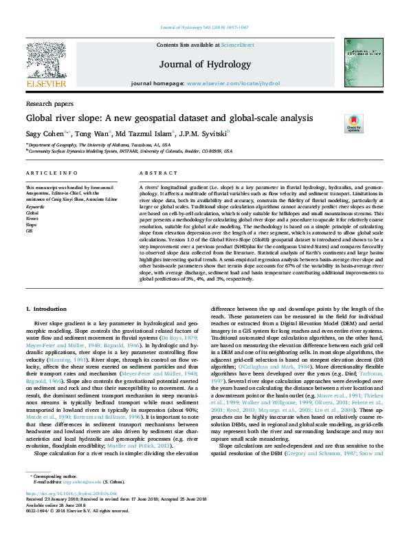 (PDF) Global river slope: A new geospatial dataset and global-scale ...