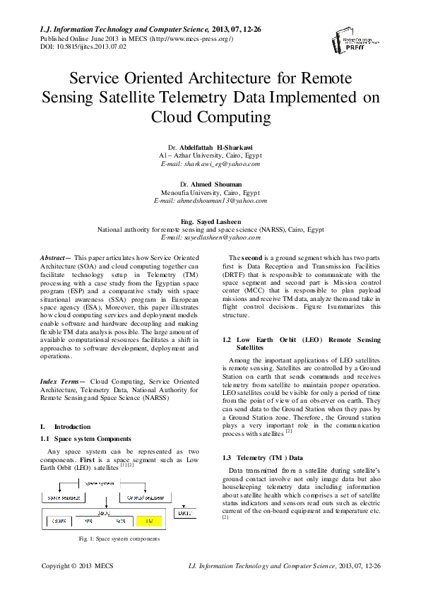 (PDF) Service Oriented Architecture for Remote Sensing Satellite Telemetry Data Implemented on ...