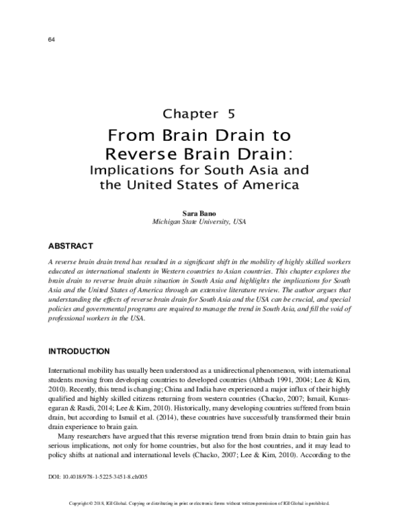 (PDF) From Brain Drain to Reverse Brain Drain