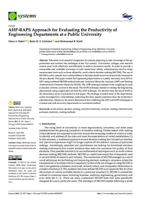 (PDF) AHP-RAPS Approach for Evaluating the Productivity of Engineering ...
