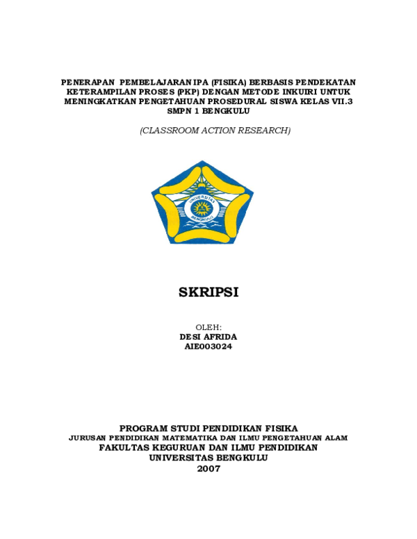 (PDF) Penerapan Pembelajaran Ipa (Fisika) Berbasis Pendekatan Keterampilan Proses (PKP) Dengan ...