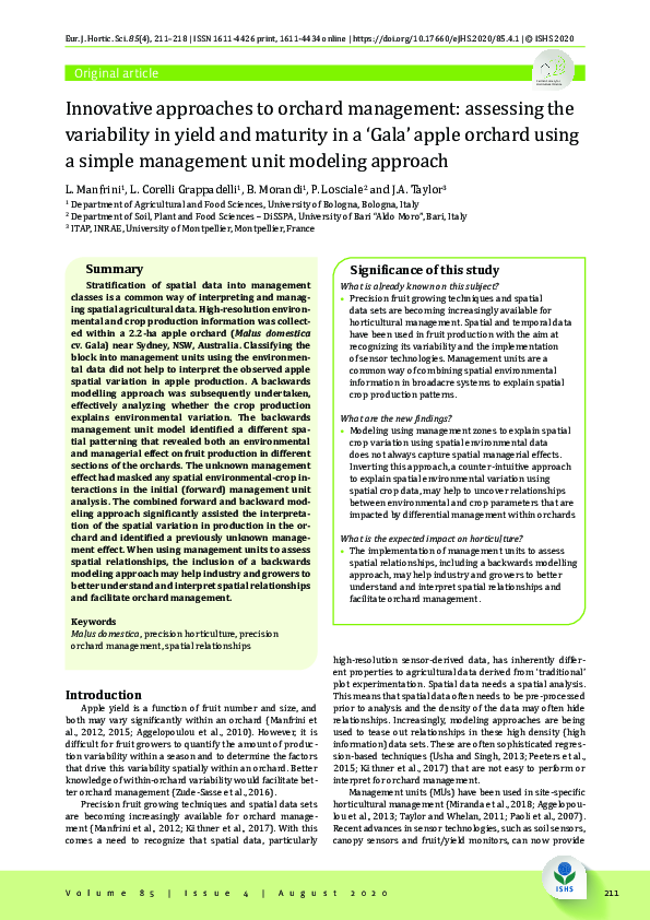 (PDF) Innovative approaches to orchard management: assessing the ...