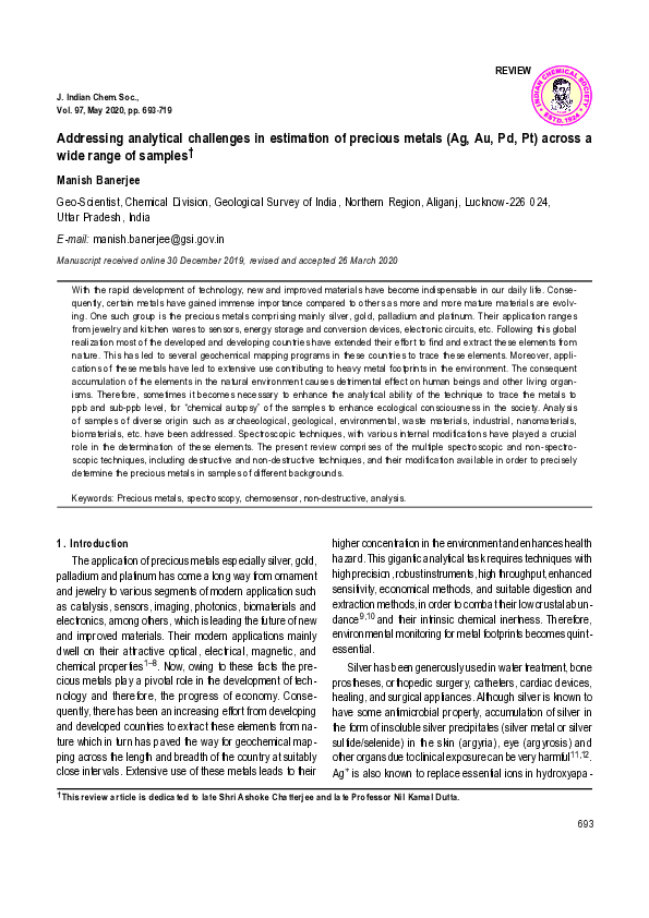 (PDF) Addressing analytical challenges in estimation of precious metals ...