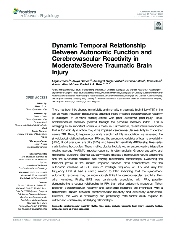 (PDF) Cerebrovascular Reactivity and Autonomic Dysfunction in TBI