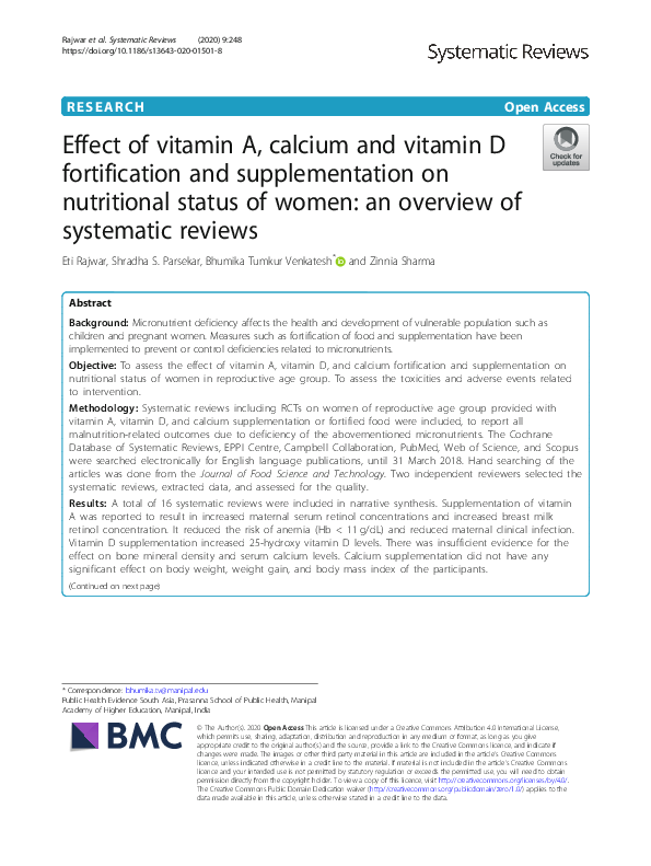 (PDF) Effect of vitamin A, calcium and vitamin D fortification and ...