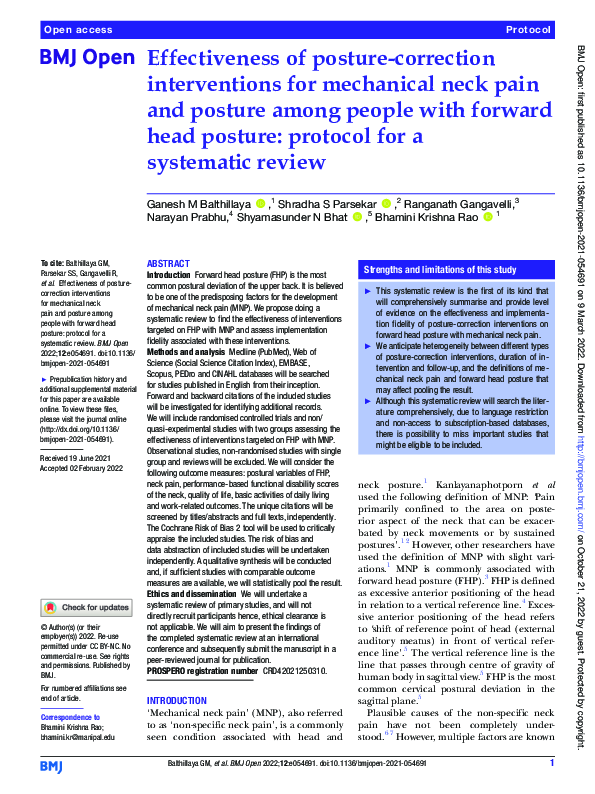 (PDF) Effectiveness of posture-correction interventions for mechanical ...