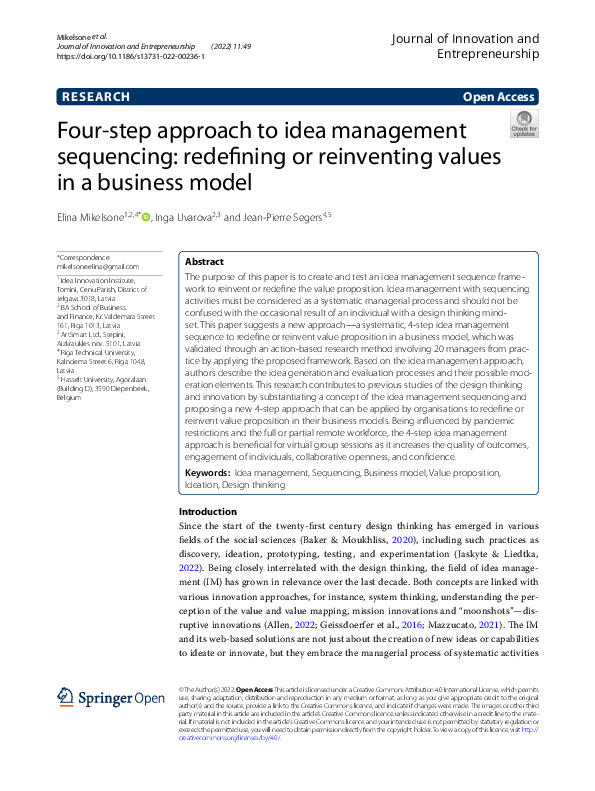 (PDF) Four-step approach to idea management sequencing: redefining or ...