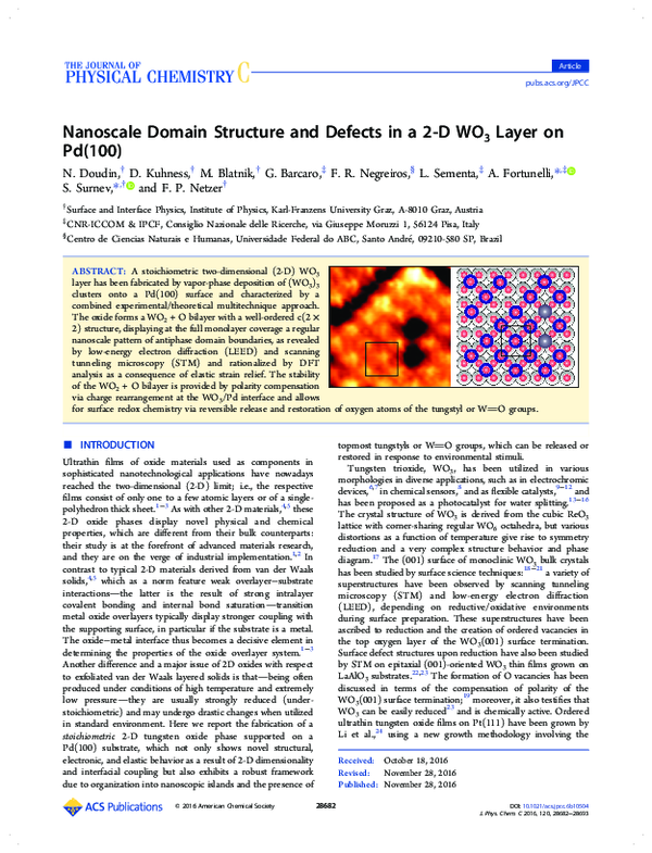 (PDF) Nanoscale Domain Structure and Defects in a 2-D WO3 Layer on Pd(100)