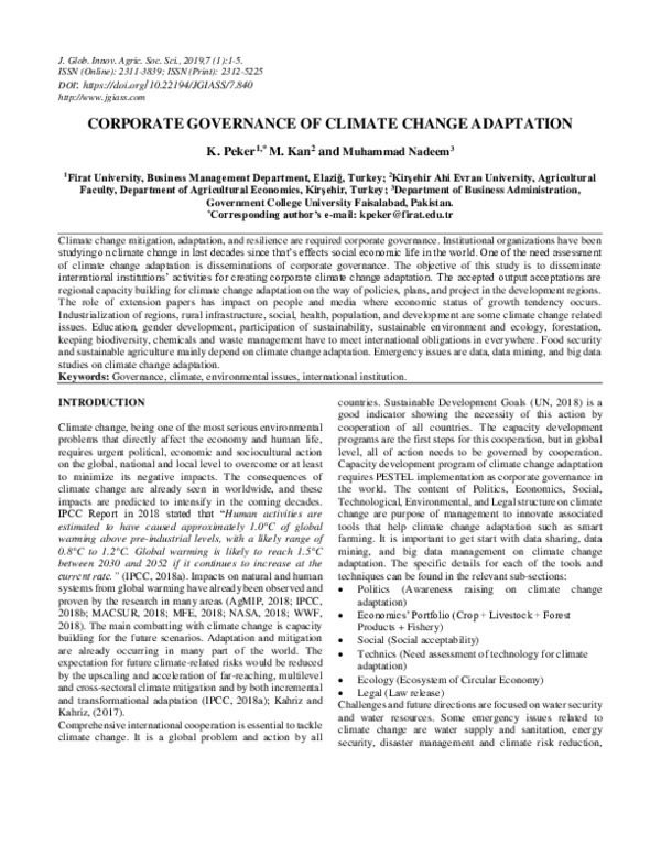 (PDF) Corporate Governance of Climate Change Adaptation