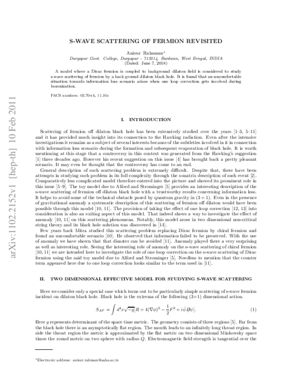 (PDF) S-wave scattering of fermion revisited