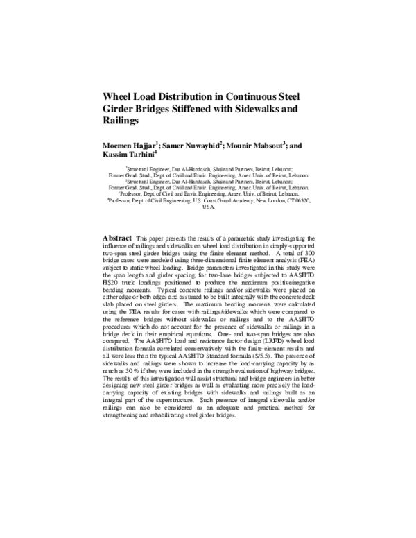 (PDF) Wheel Load Distribution in Continuous Steel Girder Bridges ...