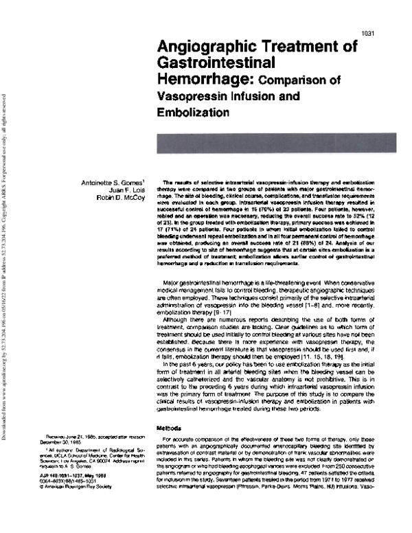 (PDF) Angiographic treatment of gastrointestinal hemorrhage: comparison ...