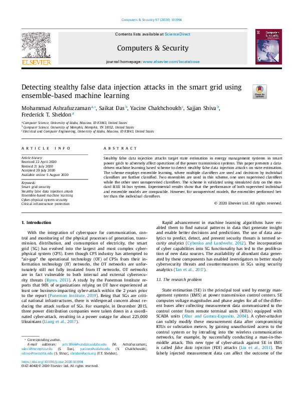 (PDF) Detecting stealthy false data injection attacks in the smart grid ...
