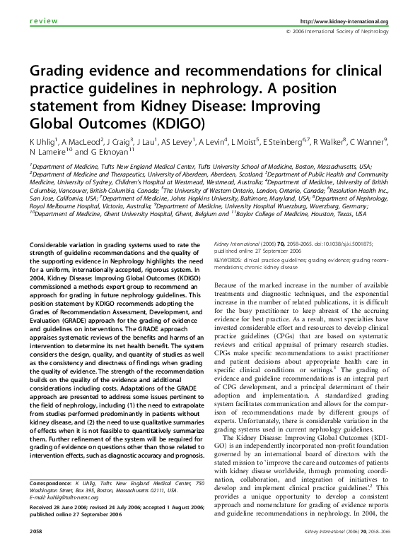 (PDF) Grading evidence and recommendations for clinical practice ...