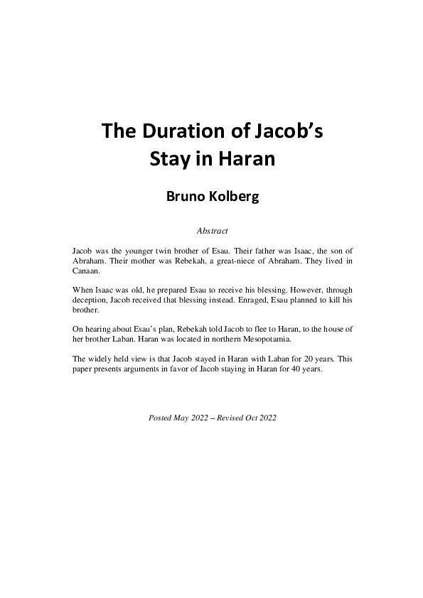 (PDF) The Duration of Jacob's Stay in Haran