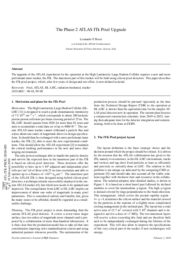 (PDF) The Phase-2 ATLAS ITk pixel upgrade