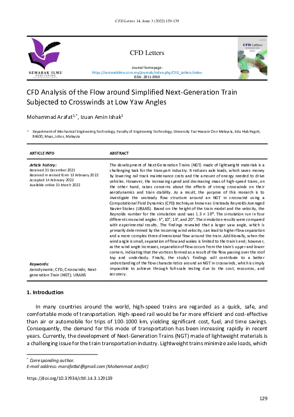(PDF) CFD Analysis of Next-Generation Train Flow in Crosswinds