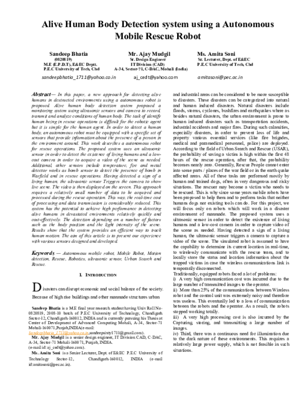 (PDF) Alive human body detection system using an autonomous mobile ...