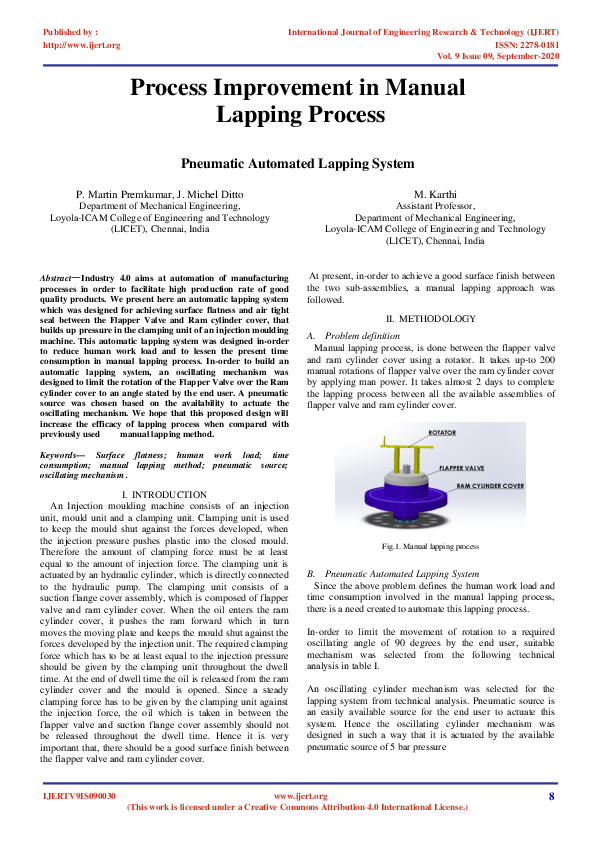 (PDF) Process Improvement in Manual Lapping Process