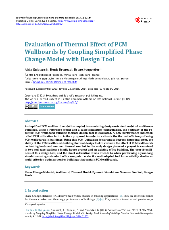 Evaluation of Thermal Effect of PCM Wallboards by Coupling Simplified ...