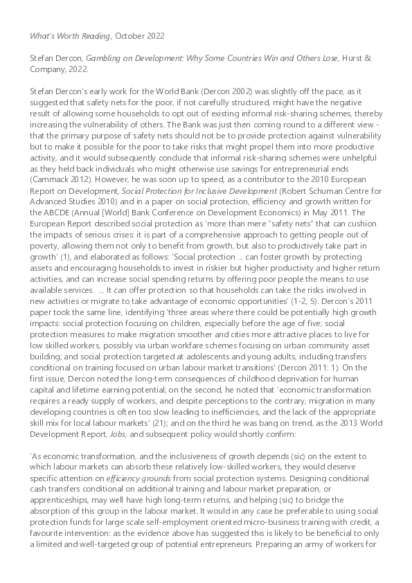(PDF) Stefan Dercon, Gambling on Development: Why Some Countries Win ...