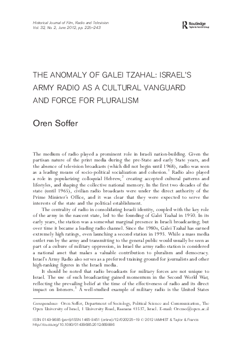 (PDF) The Anomaly of Galei Tzahal: Israel's Army Radio as a Cultural ...