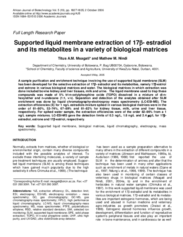 (PDF) Supported liquid membrane extraction of 17β- estradiol and its ...