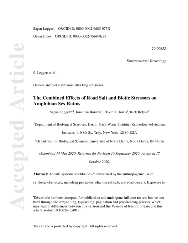 (PDF) The Combined Effects of Road Salt and Biotic Stressors on ...