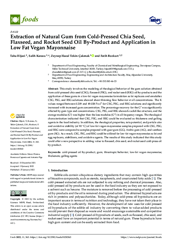 (PDF) Extraction of Natural Gum from Cold-Pressed Chia Seed, Flaxseed ...