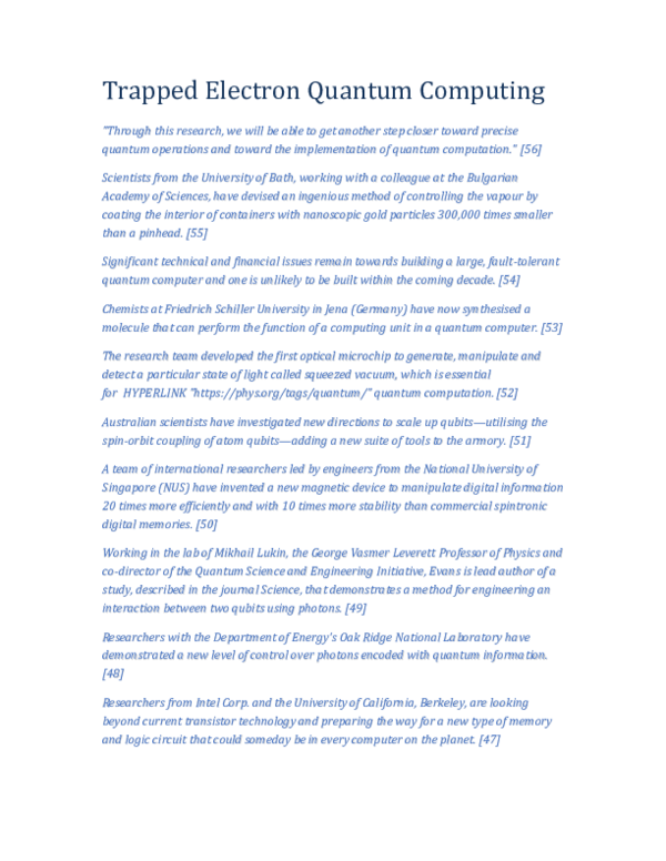 (PDF) Trapped Electron Quantum Computing